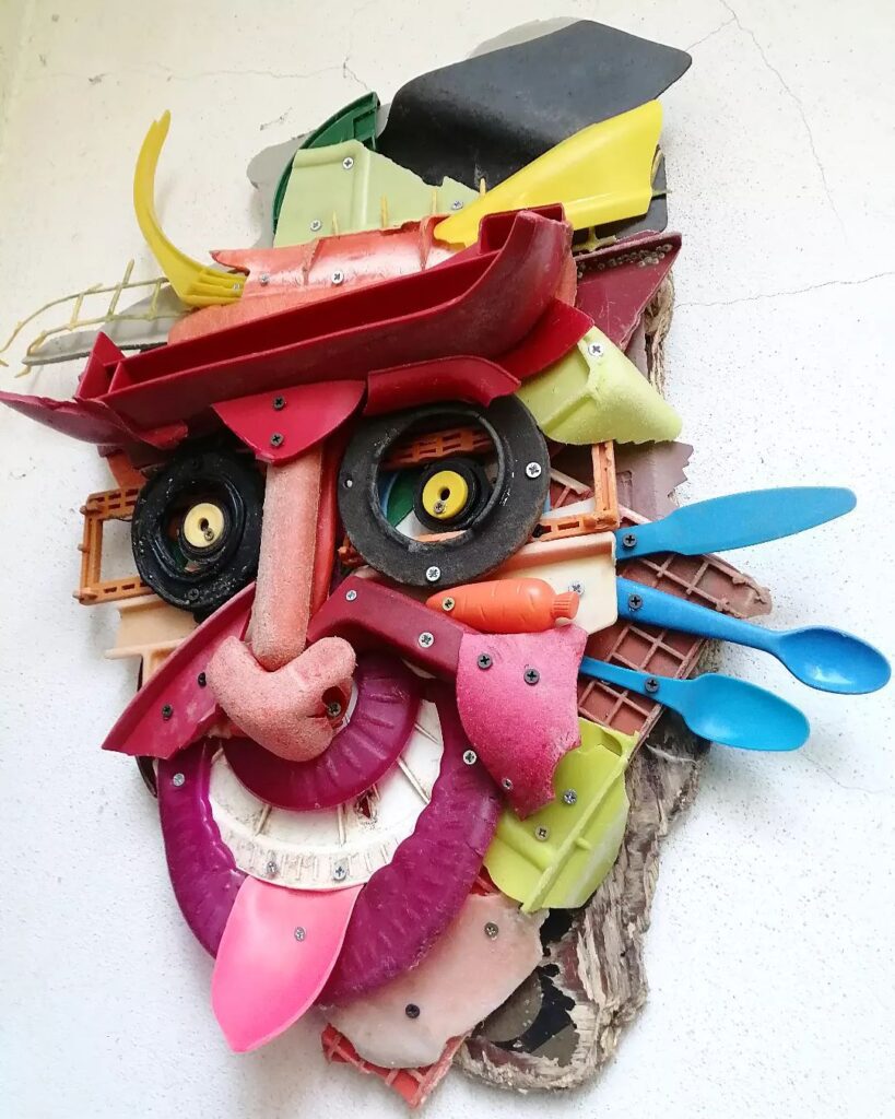 Surreal Faces Made From Plastic Trash