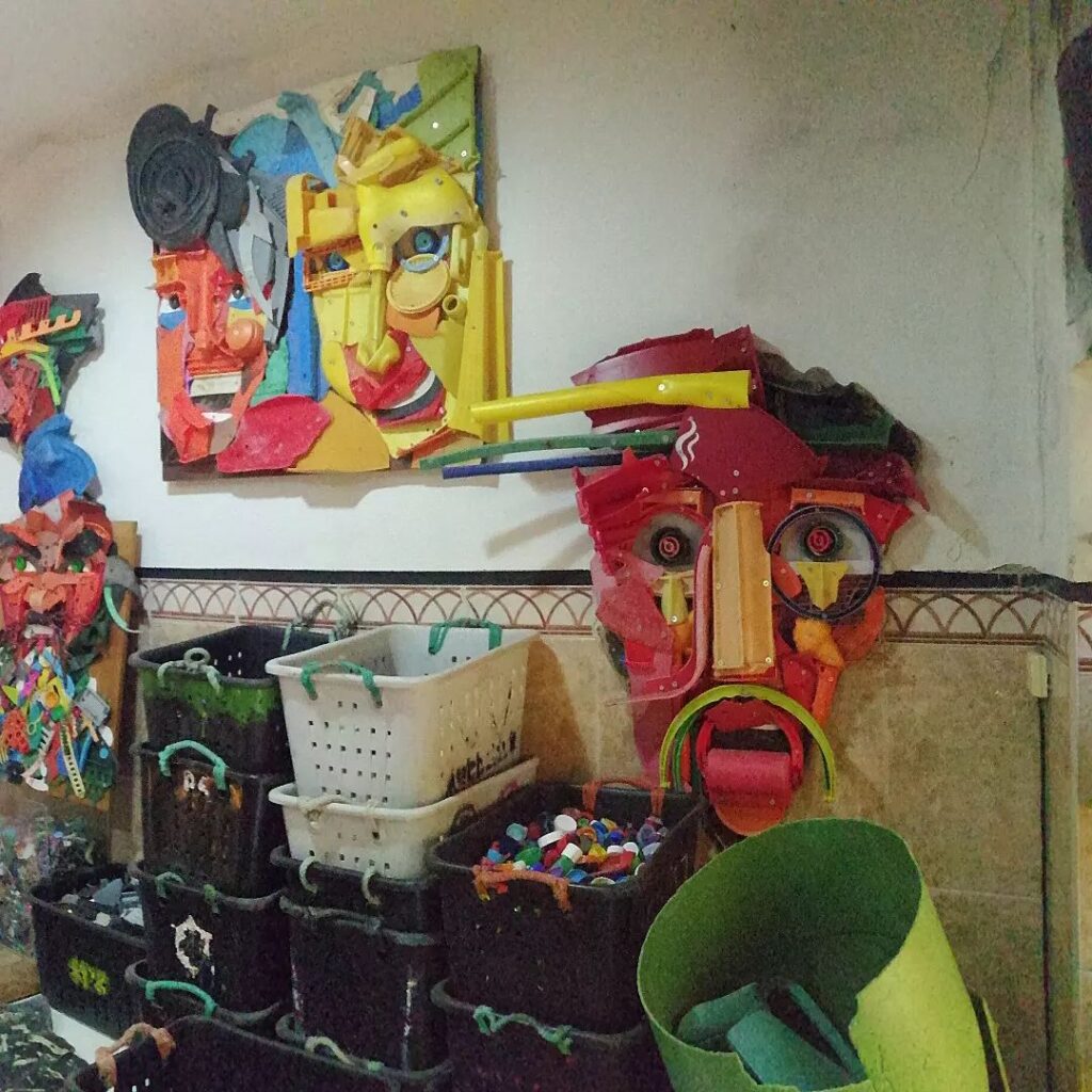 Surreal Faces Made From Plastic Trash