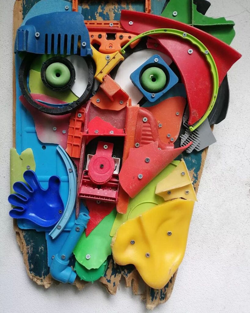 Surreal Faces Made From Plastic Trash