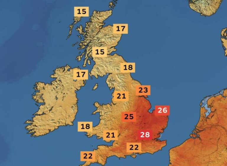 UK Weather Split Shows 20°C Southeast Heat While Northwest Faces Cool ...