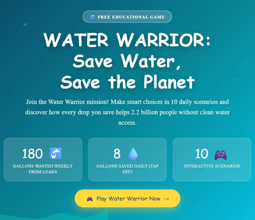 Water Warrior Game: Teach Kids Water Conservation Through Interactive ...